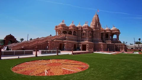 Exterior view of the famous BAPS Shri Sw... | Stock Video | Pond5