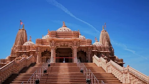 Exterior view of the famous BAPS Shri Sw... | Stock Video | Pond5