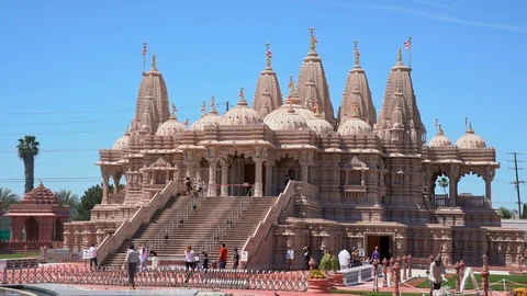 Exterior view of the famous BAPS Shri Sw... | Stock Video | Pond5