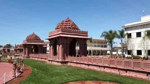 Exterior view of the famous BAPS Shri Sw... | Stock Video | Pond5