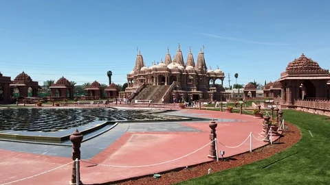 Exterior view of the famous BAPS Shri Sw... | Stock Video | Pond5