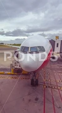 Exterior view of the runway and lift and maintenance of aircraft Stock ...