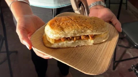 Extra cheese loaded chicken submarine wi... | Stock Video | Pond5