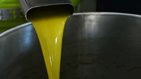 Extra virgin olive oil liquid flow from ... | Stock Video | Pond5