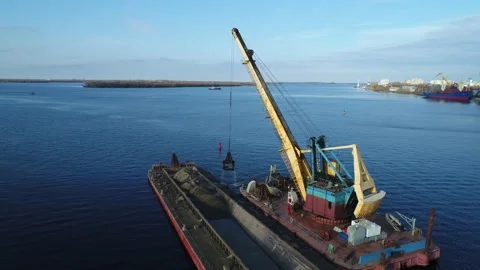 Extraction of river sand by a special fl... | Stock Video | Pond5