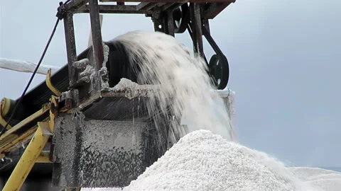 Extraction of Salt, Conveyor Belt with S... | Stock Video | Pond5