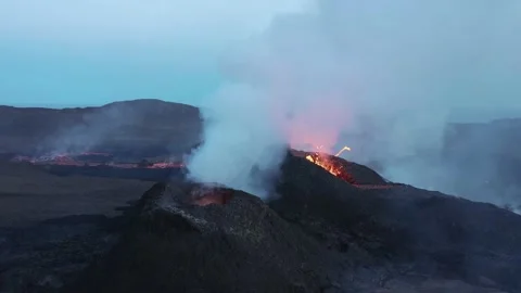 Extreme active volcano spewing magma fro... | Stock Video | Pond5