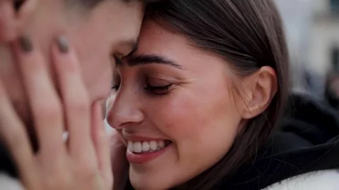 Extreme close up of couple in love. Roma... | Stock Video | Pond5