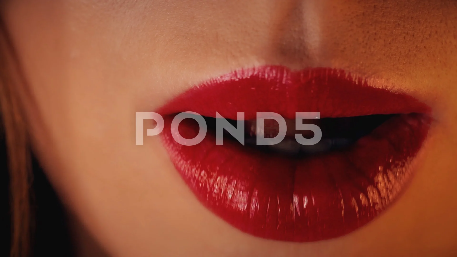 Full Red Lips Blowing Smoke Out