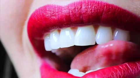 Extreme close up of licking teeth, smili... | Stock Video | Pond5