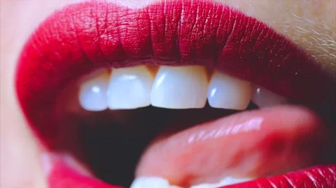 Extreme close up of licking teeth, smili... | Stock Video | Pond5