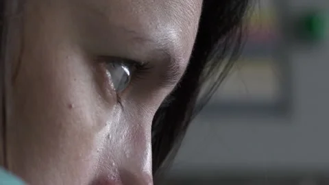 Extreme close up side view of Caucasian ... | Stock Video | Pond5