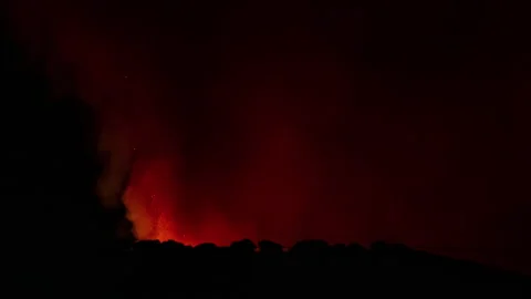 Extreme flame of burning building at nig... | Stock Video | Pond5