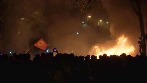 Extreme radical riots in the street wavi... | Stock Video | Pond5