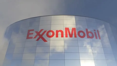Exxon Mobil logo The Modern Urban Skylin... | Stock Video | Pond5