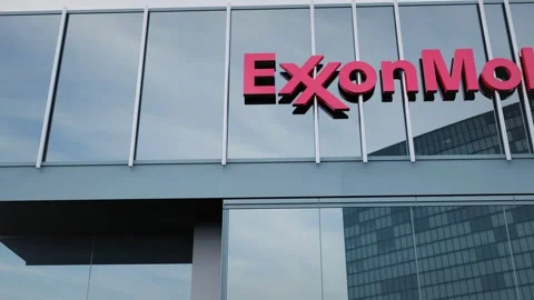 ExxonMobil Logo branding in the office f... | Stock Video | Pond5