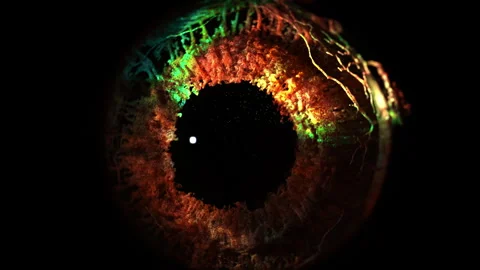 Eye closeup detailed iris 4k on black | Stock Video | Pond5