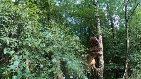 Eye to eye with a scary animatronic dilo... | Stock Video | Pond5