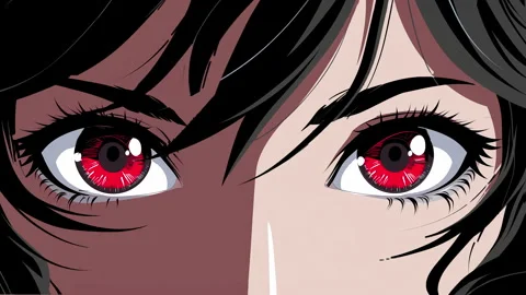 Eyes Blink anime girl with the red eyes | Stock Video | Pond5
