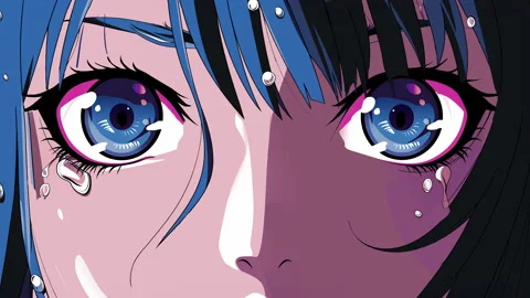Eyes Blink anime girl with the red eyes | Stock Video | Pond5