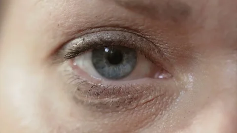 Eyes close-up, mascara smeared around th... | Stock Video | Pond5