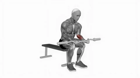 EZ Bar Seated Wrist Curl fitness exercis... | Stock Video | Pond5