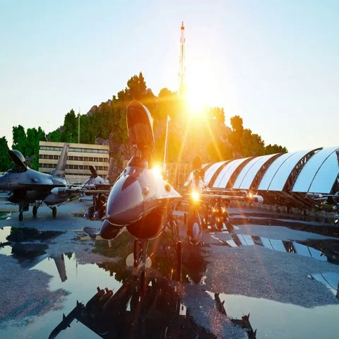 f 16 military fighter jet. military base... | Stock Video | Pond5