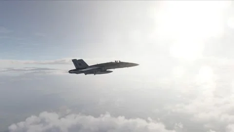 F-18 fighter jet flying above the clouds... | Stock Video | Pond5
