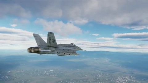 F-18 fighter jet flying above the clouds... | Stock Video | Pond5