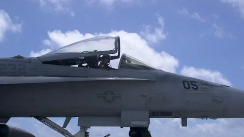F/A-18 Hornet canopy closing on pilot si... | Stock Video | Pond5