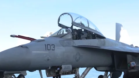 F/A-18 Hornet canopy closing aboard USS ... | Stock Video | Pond5