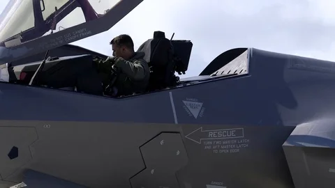 F-35A Lightning II cockpit ladder hatch ... | Stock Video | Pond5