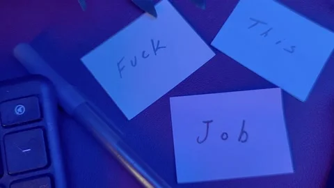 F This Job Keyboard post it notes pen gl... | Stock Video | Pond5