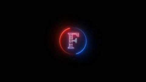 F letter glowing neon intro animation bl... | Stock Video | Pond5