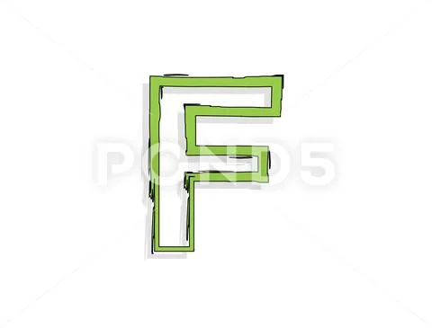 F letter, hand drawn brush stroke. Comic style design. For design ...