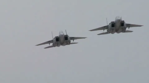 F15 Falcon tandem flyby | Stock Video | Pond5