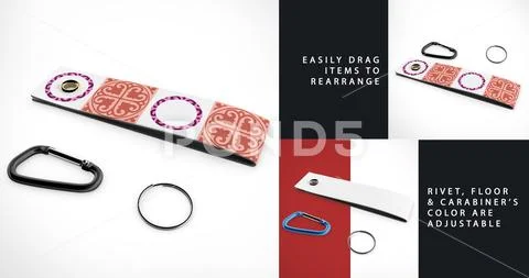 PSD Template: Fabric Key Fob with Carabiner and Keyring Mockup #126960227