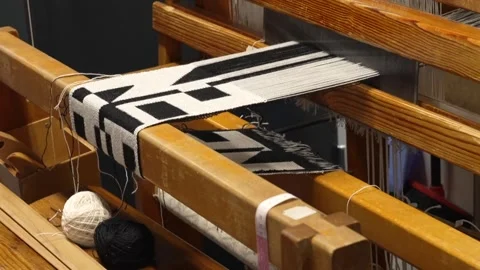 fabric making loom close-up. a woman mak... | Stock Video | Pond5
