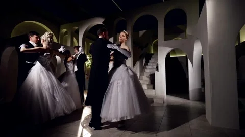 fabulous dance ball in royal castle, dan... | Stock Video | Pond5