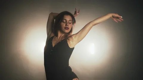 Fabulous slim woman dancing with long ha... | Stock Video | Pond5