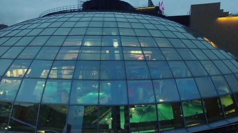 Facade of aquapark Caribia with glass ro... | Stock Video | Pond5