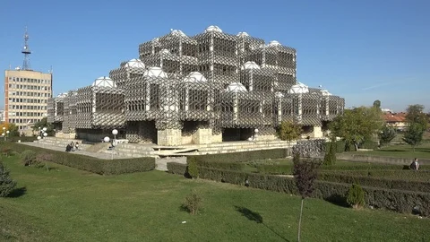 Facade of iconic National Library buildi... | Stock Video | Pond5
