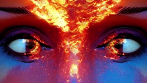 Face and eyes in flames of fire looping ... | Stock Video | Pond5