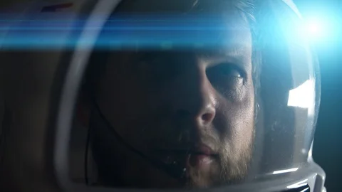 the face of the astronaut in the helmet ... | Stock Video | Pond5