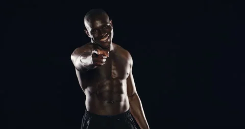 Face of athlete, studio or bodybuilder p... | Stock Video | Pond5