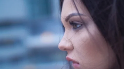 Face of beautiful girl, side view. Portr... | Stock Video | Pond5