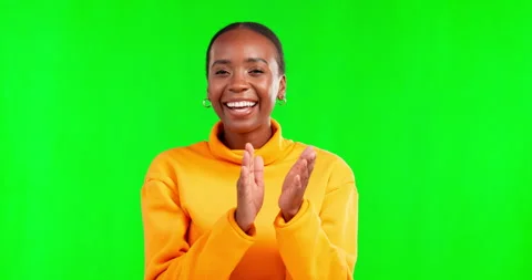 Face, black woman and clapping hands on ... | Stock Video | Pond5