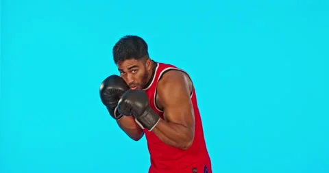 Face, boxer and man challenge in studio ... | Stock Video | Pond5