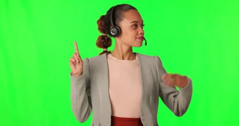 Face, call center and woman show, green ... | Stock Video | Pond5