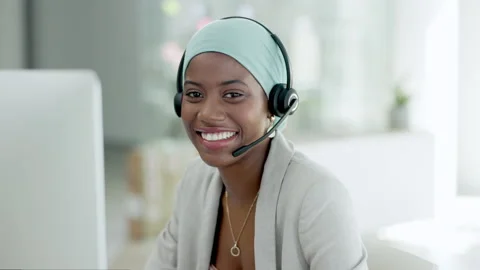 Face of call center black woman, interna... | Stock Video | Pond5